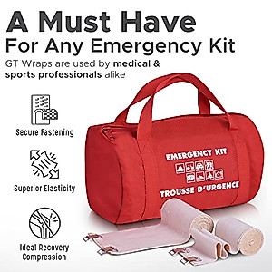 Premium Elastic Bandage Wraps (4" 2pack & 3" 2Pack) Metal Clip Fasteners - GT Latex Free Roll for Sprains & Injuries