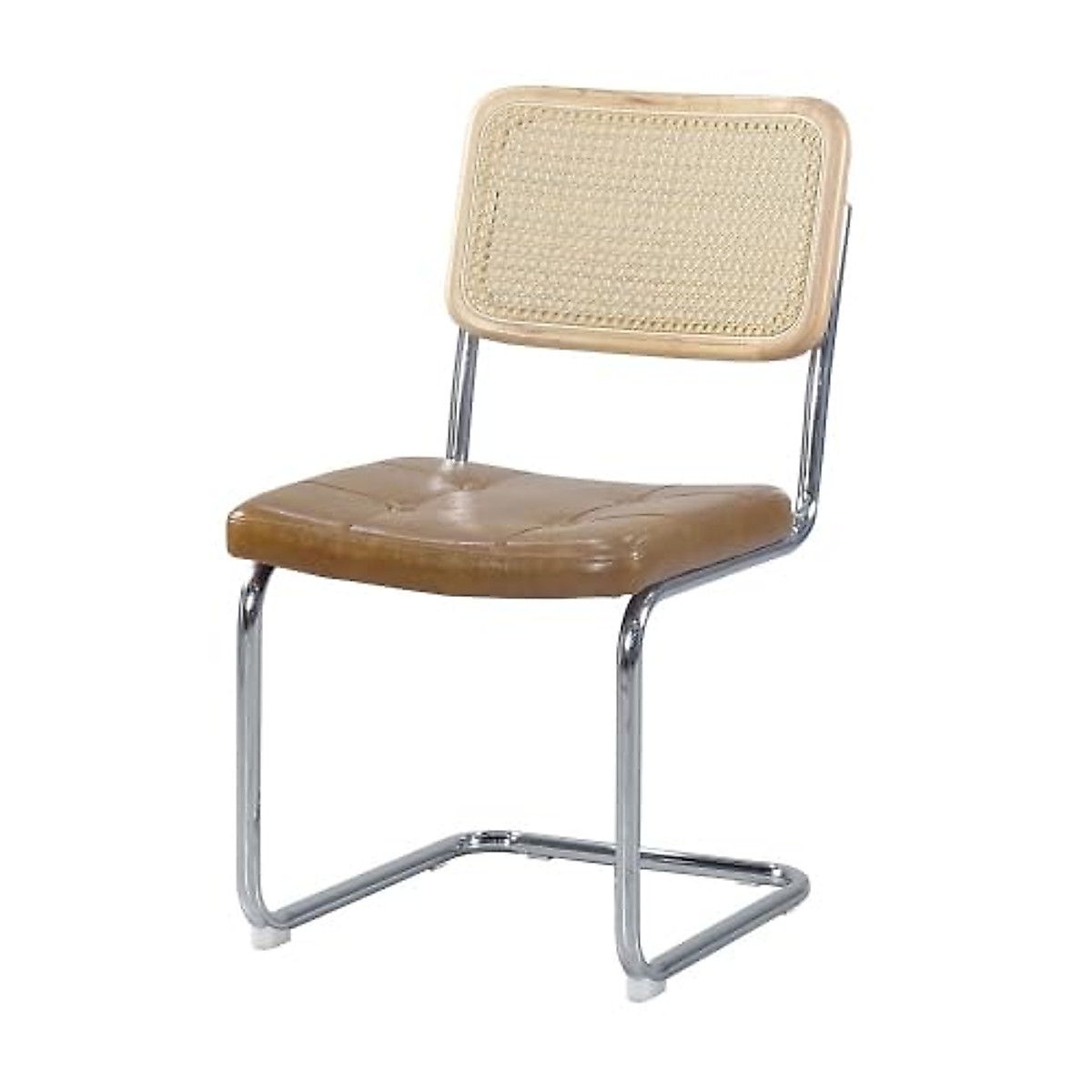 Edloe Finch Leather Dining Chair with High-Density Sponge, Rattan Chair for Dining Room, Living Room, Bedroom (Brown (New)