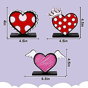 3Pcs Valentines Day Decor Heart Table Decorations Sign, Valentines Day Double-sided Heart Wooden Tiered Tray Decor, Classic Valentines Day Decorations for the Home Table Decor Valentines Day Gifts