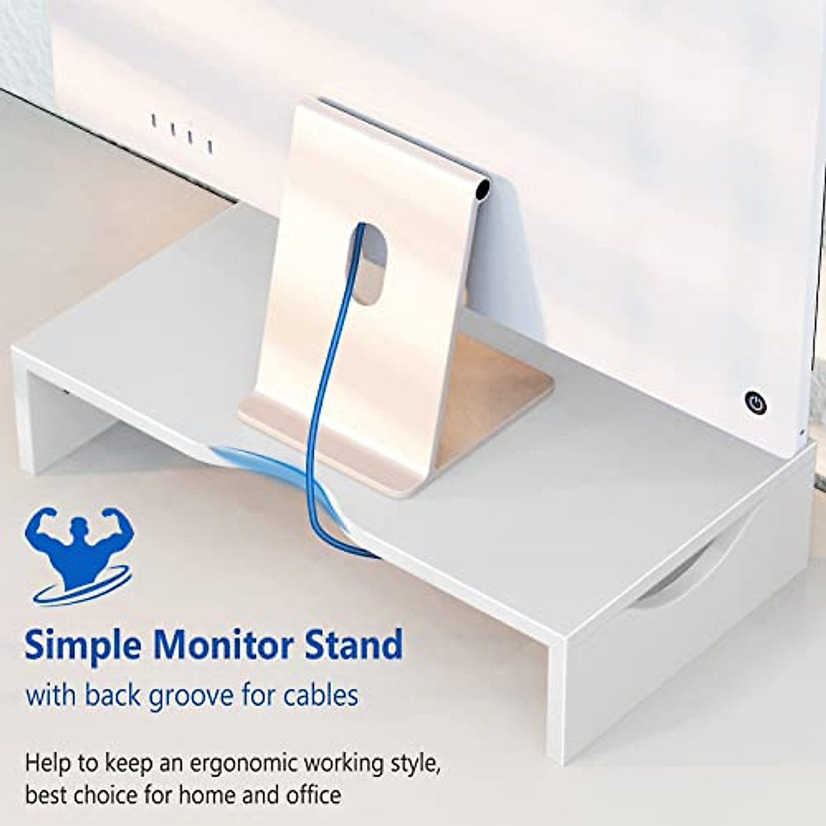 Zimilar 2 Pack Monitor Stand Riser, Wood Monitor Riser for 2 Monitors+Zimilar 20 inch Large Monitor Stand Riser with Phone Stand, Crystal Acrylic Monitor Stand with Keyboard Storage