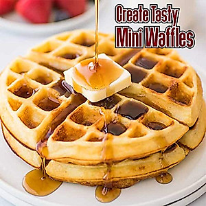 Burgess Brothers Mini Waffle Maker | Portable Electric Non-Stick Waffle Iron | Belgian Waffle Maker Makes 4 Inch Waffles | Includes Bamboo Sporks