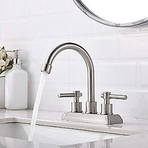 VESLA HOME Modern 2 Handles 2 Holes 4 Inch Centerset Brushed Nickel Bathroom Faucet,Lavatory Vanity Bathroom Sink Faucet