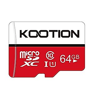 KOOTION 64GB Micro SD Card Class 10 TF Card UHS-1 MicroSDXC Memory Card, U1, C10, High-Speed 64GB TF Card for Smartphone/Bluetooth Speaker/Drone/Camera/PC/VR