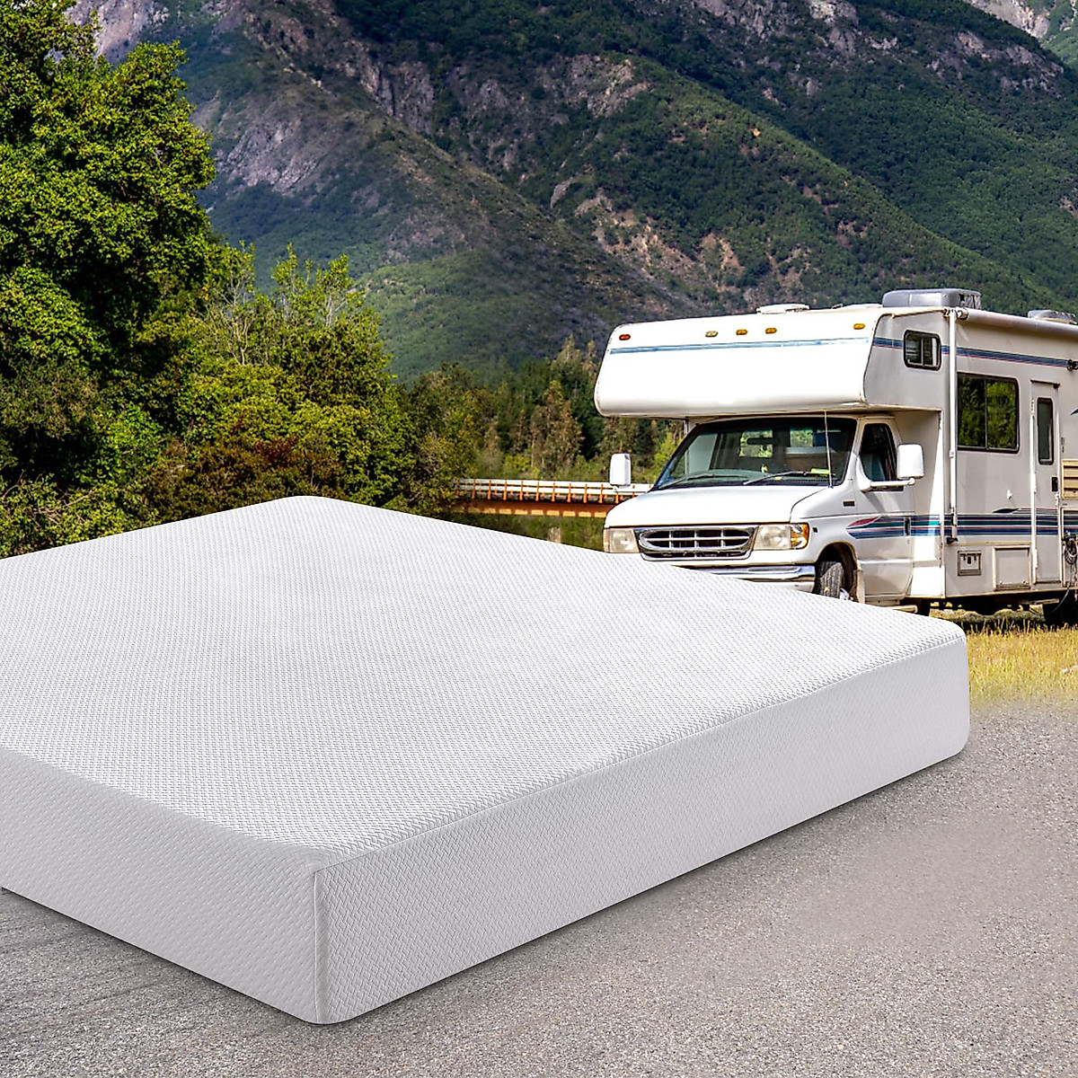 Opoiar 10 Inch Short Queen RV Mattress,Gel Green Tea Memory Foam Mattress for RVs, Campers & Trailers,Bed in a Box,Pressure Relief,Medium Firm,Back Supportive,Made in USA
