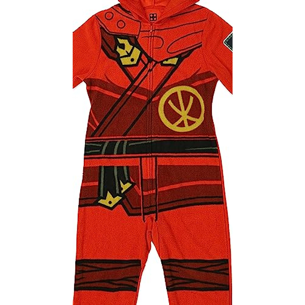 LEGO Ninjago Boy's Pajamas Set, Hooded Ninja Unionsuit, Kai Red, Size 4/5