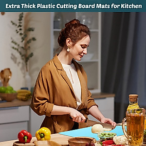20 Pcs Flexible Cutting Board Mats Plastic Cutting Mats Non Slip Chopping Board Dishwasher Safe Anti Skid Extra Thick Cutting Mats with Food Shaped Hanging Holes for Kitchen Food