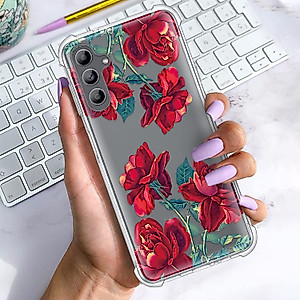 WZOKA for Samsung Galaxy A14 Case with Shockproof Heavy Duty Bumper, Soft Protective Samsung A14 5G Phone Cover Raised Edge for Galaxy A14 5G (Rose Red)