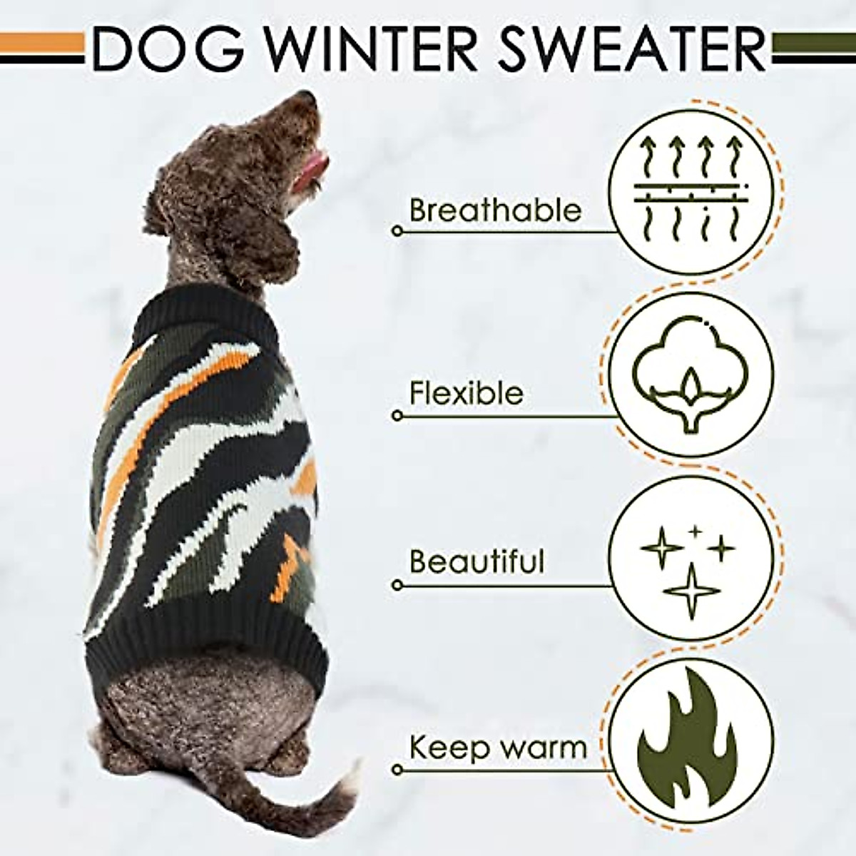 Yagamii Dog Sweater Warm Turtleneck Knitted Pet Sweaters Soft Knitwear Winter Dog Clothes Pullover Classic Coat Clod Weather Clothes for Small Medium Sized Thickened Dog Vest Costume