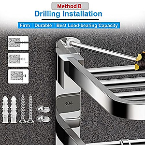 MaiHongda Bathroom Towel Rack with Tower Bars SUS 304 Stainless Steel Bath Towel Shelf (TR-2T Silver)