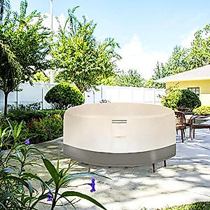 SEKKVY Round Patio Furniture Covers,72 Inch Heavy Duty 100% Waterproof Outdoor Table and Chair Set Covers,All Weather Resistant Lawn Dining Table Covers, Beige & Brown