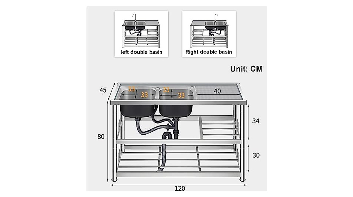 Durable 2 Compartment Stainless Steel Utility Sink