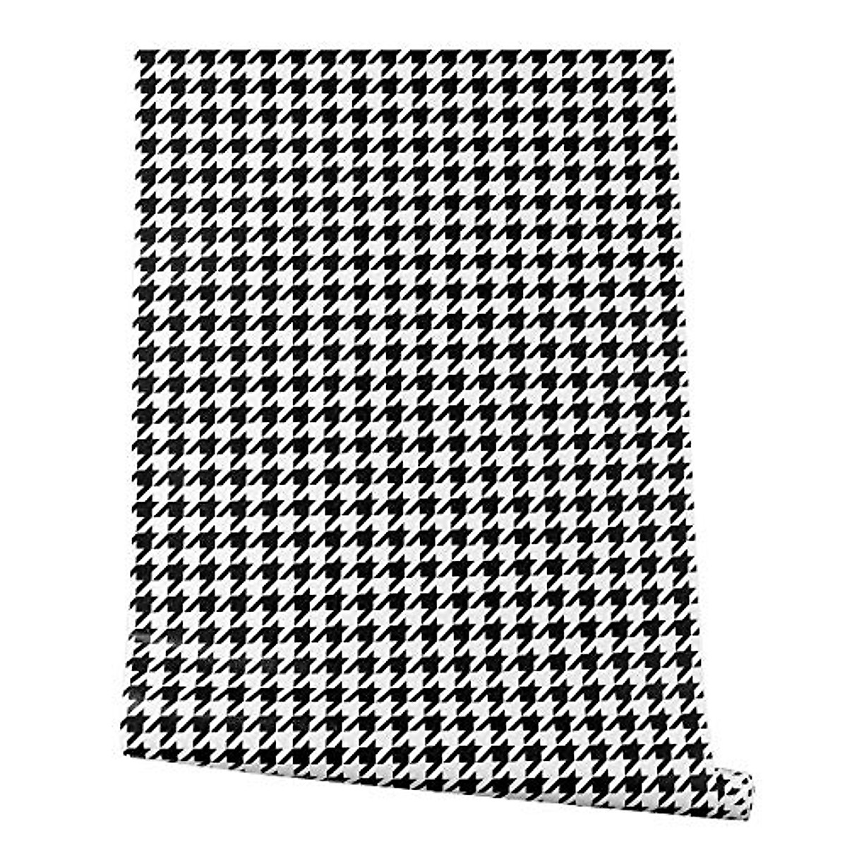 Self Adhesive Vinyl Black and White Shelf Liner Contact Paper Houndstooth Plaid Dresser Drawer Liner Sticker Peel and Stick Wallpaper Removable 17.7x117 Inches