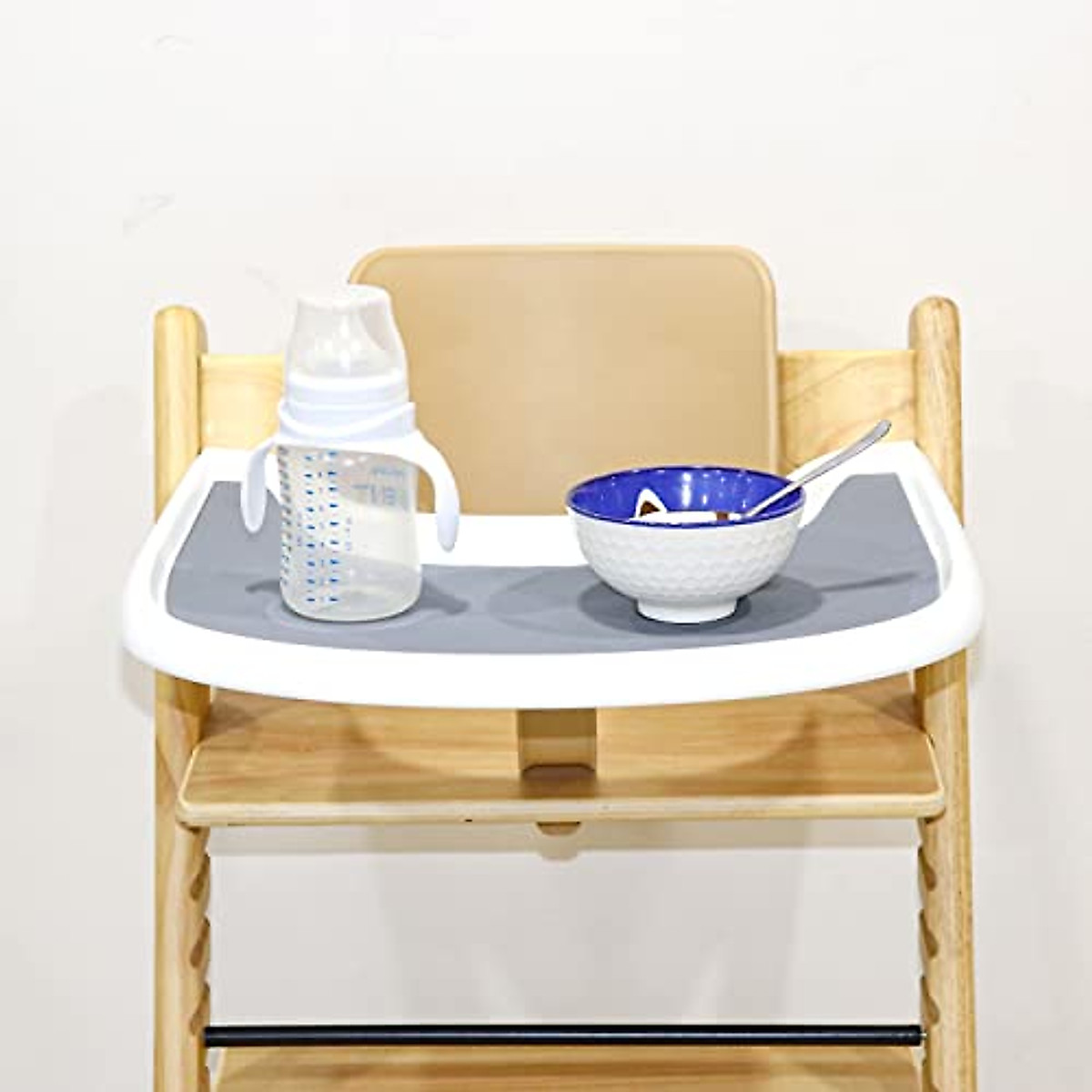High Chair Placemat, Durable High Chair Placemat Silicone, Clean and Hygienic, for Stokke High Chair Tray Cover, Suitable for Stokke Tripp Trapp High Chair Tray (Grey)