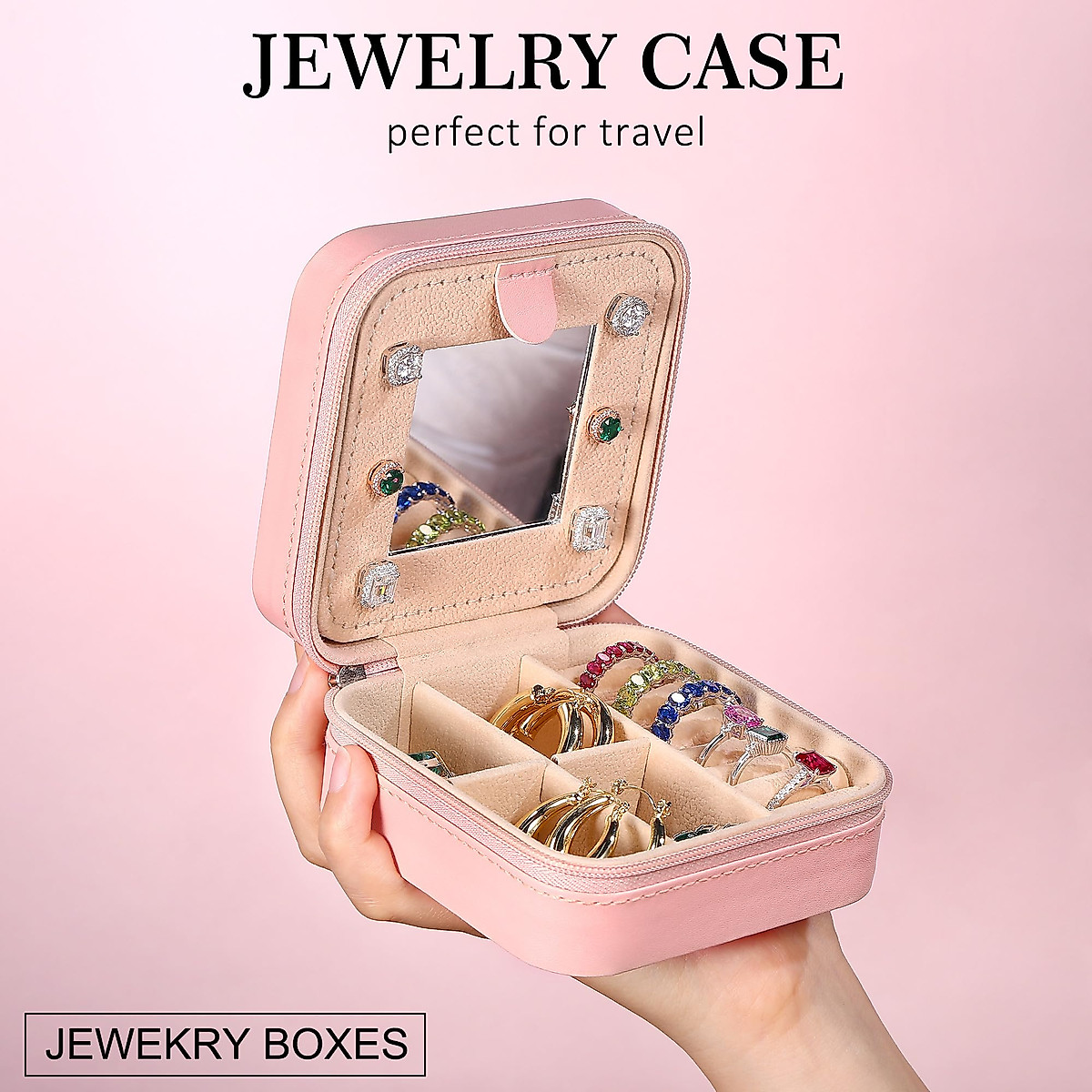 Parima Travel Jewelry Case Travel Jewelry Small Jewelry Box, Vacation Essentials for Women Travel Accessories for Women, Personalized Christmas Birthday Gifts for Women Her Mom Grandma Aunt Initial A