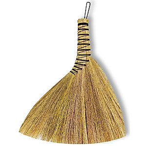 Small Whisk Broom,Handmade Turkey Wing Whisk Broom 12" for Cleaning,Sturdy Soft Brush,Bristle Design Cleans Dust Dirt & Debris Brush Head/Perfect for Indoor Outdoor and Car