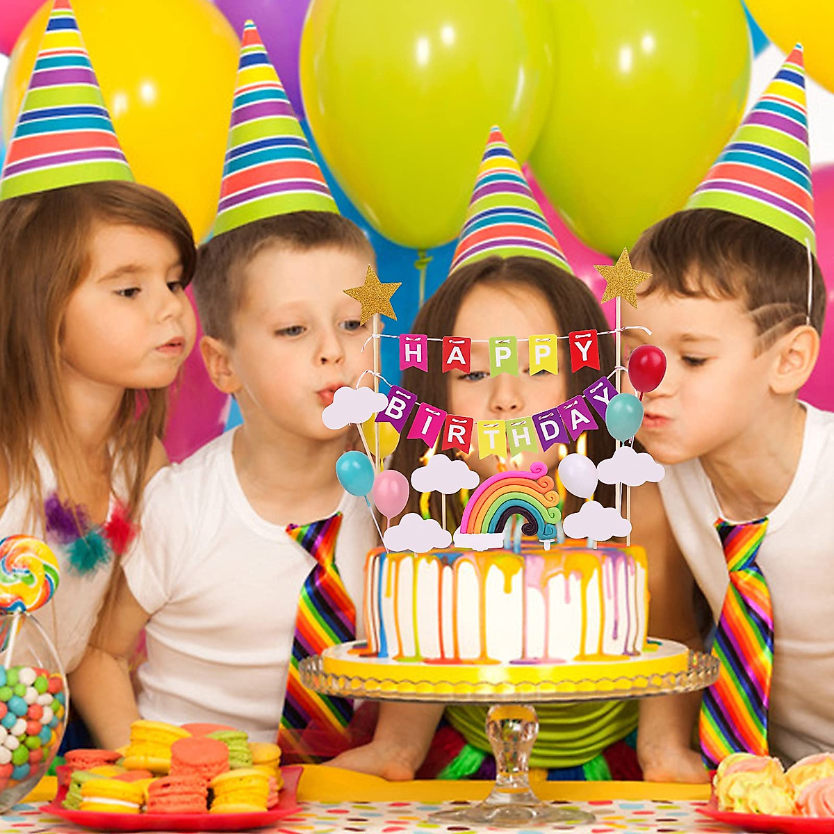 Rainbow Cake Topper Set for Kids' Birthdays & Baby Showers