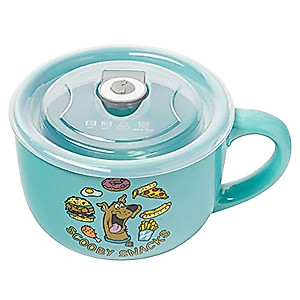 Silver Buffalo Scooby Doo Scooby Snacks Ceramic Soup Mug with Vented Plastic Lid, 24 Ounces