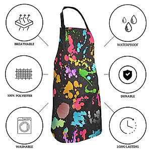 Sweetshow Artist Apron with 2 Pockets and Adjustable Neck Waterproof Colorful Painting Aprons Art Smock Oil Paint Aprons for Adults Women Men Painter Kitchen Cooking Baking Bistro Chef