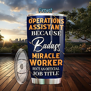 Operations Assistant Tumbler 20oz – Stainless Steel Insulated Travel Mug for Men & Women, Coffee Cup Gift for Operations Assistant, Work, Office, Retirement, Birthday, Christmas, Appreciation
