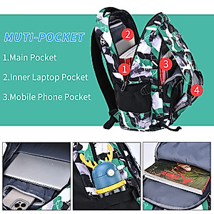 Yvechus School Backpack Casual Daypack Travel Outdoor Camouflage Backpack Christmas Presents for Boys and Girls (AY Camo Green)