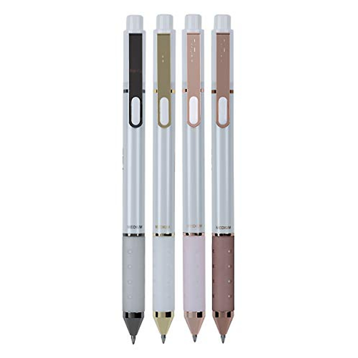 TUL Retractable Gel Pens, Medium Point, 0.7 mm, Pearl White Barrel, Black Ink, 12-Pack + 4 TUL Gel Pen Refills Bundle