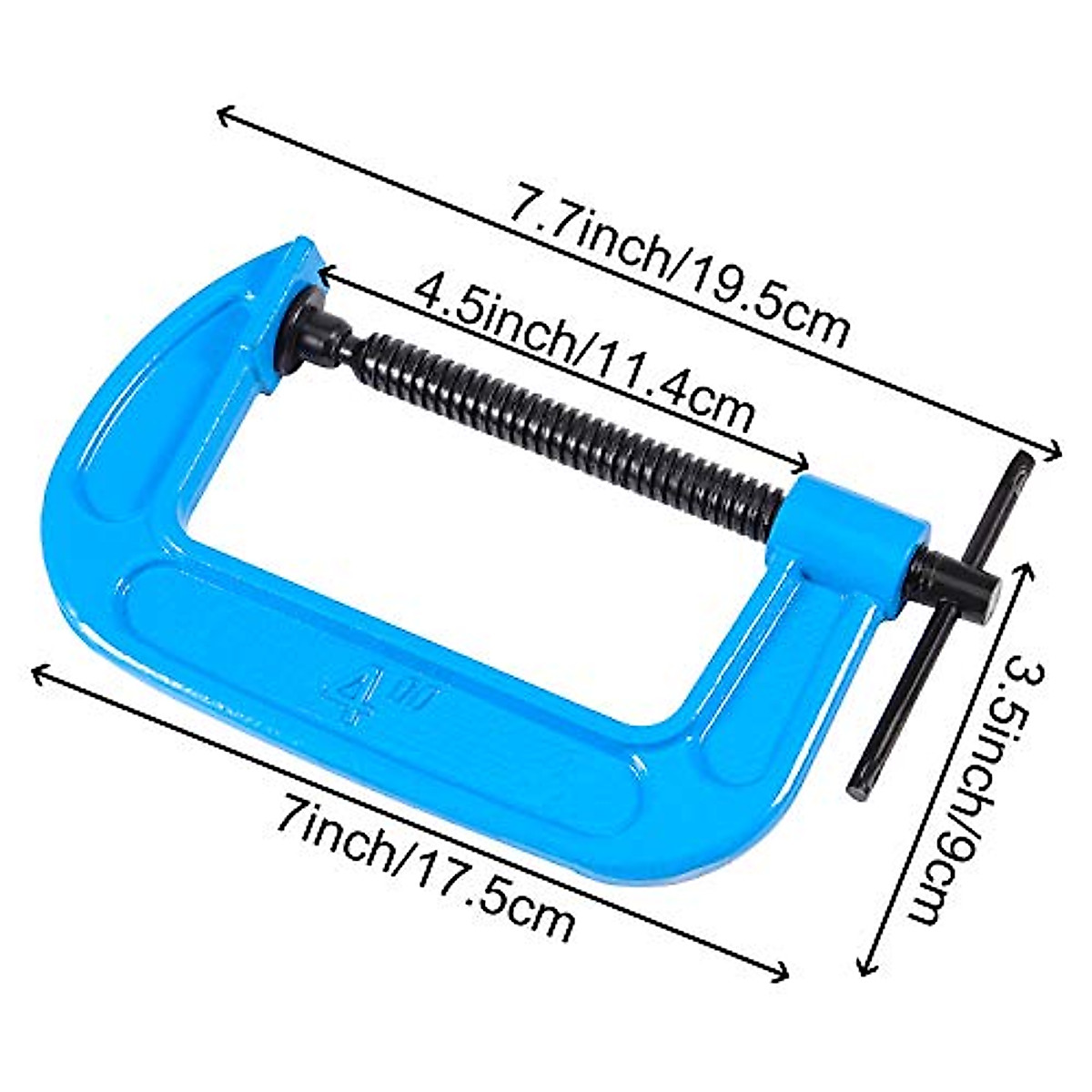 HAKZEON 6 Packs 4 Inch C-Clamps, Premium Metal C Clamps with Jaw Opening and Sliding Handle T-Bar for Easy And Quick Welding Woodworking for Construction Carpentry DIY Projects