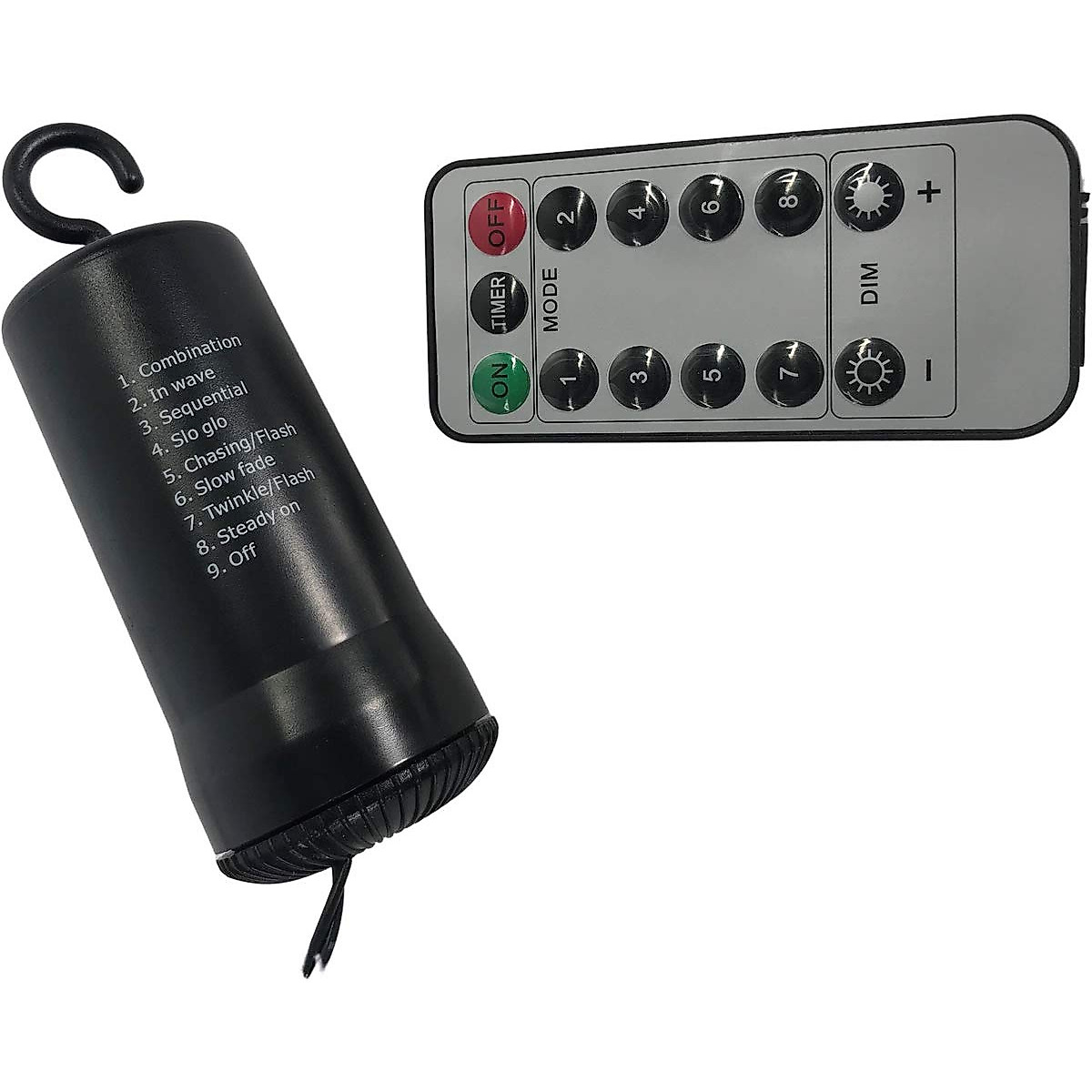 LED Twinkle Compact Lights 20Ft White w Green Strand Battery Operated 8 Function Remote Control