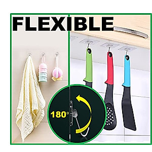 QUALIALL The Worest 0.003lbs Wall Hooks, Ceiling Hooks (on Wrong Surface), The Real Heavy Duty 33lbs Acrylic Self Adhesive Stick on Hanger for Hanging, Reusable, Traceless, 10packs