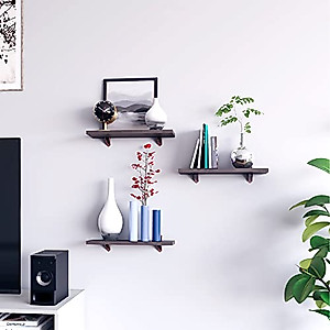 PLAYCON Easy Wall Mounted Floating Shelves Set of 3, for Office/Bedroom/Living Room/Media Room/Kitchen/Bathroom/Laundry Room/Storage, Innovative Textured PVC Finishing Wenge Wood Veneer Looking