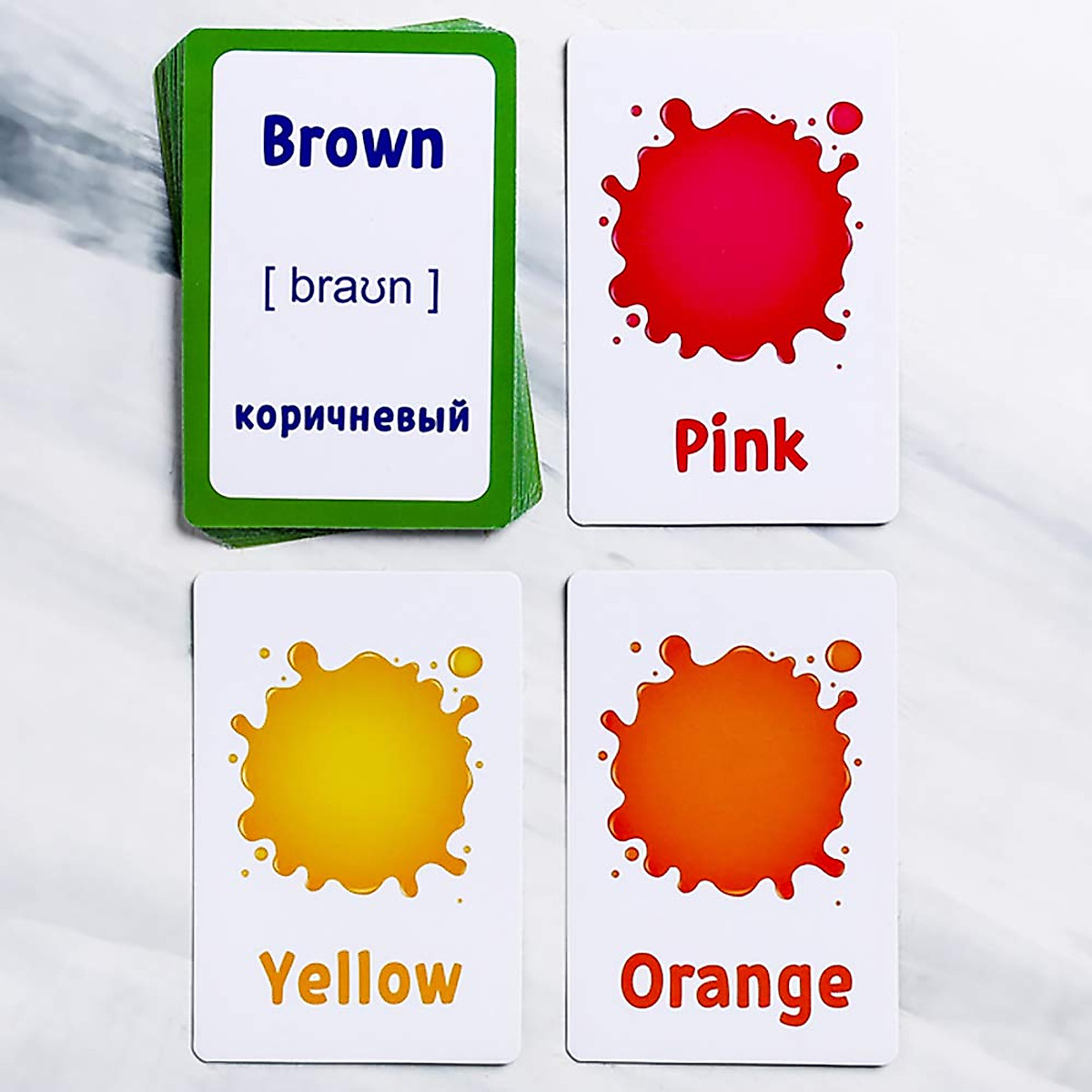 Russian to English Flashcards for Kids ESL Preschool Educational Russian Flash Cards 70 pcs - Russian Vocabulary Cards