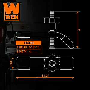WEN 36-Inch Universal T-Track and Hold Down Clamps Kit for Woodworking (WAT361)