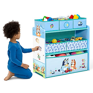 Delta Children - Bluey Design & Store 6 Bin Toy Storage Organizer - Greenguard Gold Certified, Blue