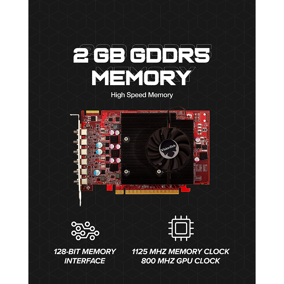 VisionTek Radeon 7750 2GB GDDR5 6 4k Monitor Graphics Card, 6 Mini DisplayPort Outputs, AMD Eyefinity 2.0, PCI Express 3.0 Video Card, 7.1 Surround Sound - 900614