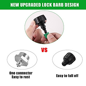 Garden Hose Adapter 3/4 to 1/4 Inch Drip Irrigation Tubing Connectors Lock Barbed Design 3/4 US Standard GHT Thread 5 Pack(3/4" to 1/4" Pipe Connector)