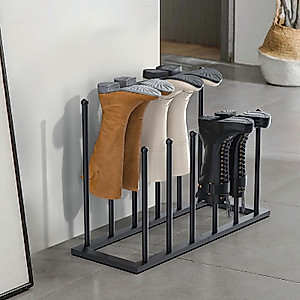 Urban Deco Free Standing Shoe Racks, Boot Organizer for Tall Boots, Black Metal Boot Rack Fit for 6 Pairs, Shoe Organizer for Dorm Room, Closet, Entryway (Black-6pairs)