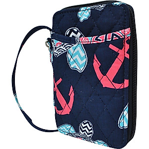 NGIL Sea Turtle Anchor Print Quilted Wristlet Wallet