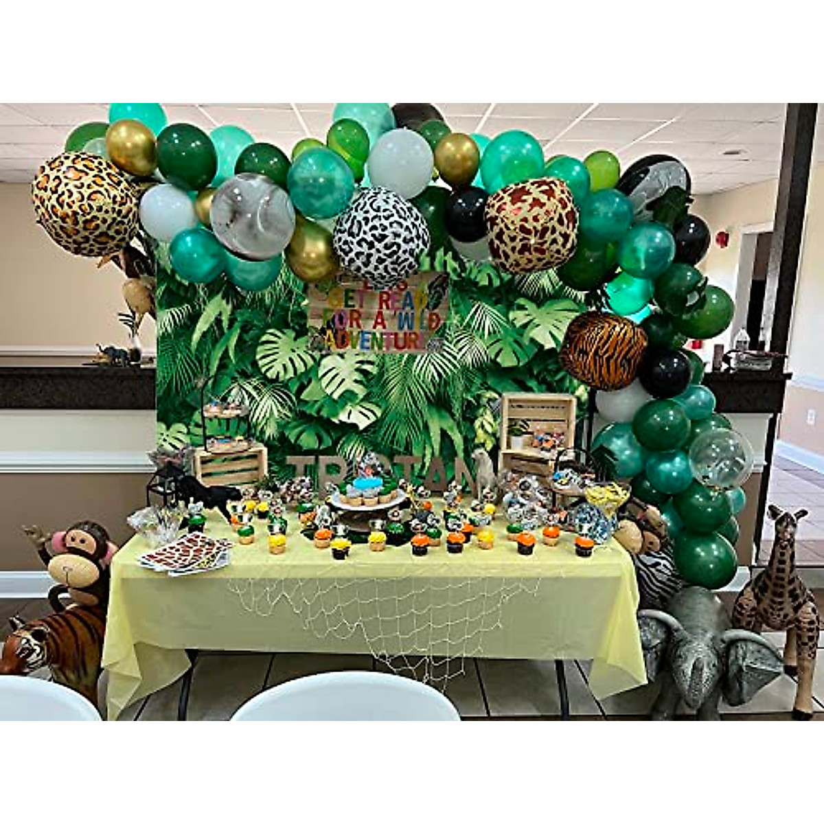 Tropical Palm Leaves Photography Backdrop for Picture 7x5FT Summer Jungle Safari Plants Photo Background Hawaiian Luau Party Decor Banner Baby Shower Birthday Party Supplies (84x60 inch)