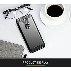 yuanming Compatible with Moto G Play 2021 Case,with HD Screen Protector,Shock-Absorption Flexible TPU Bumper Cove Soft Rubber Protective Case for Motorola Moto G Play 2021 (Black Brushed TPU)