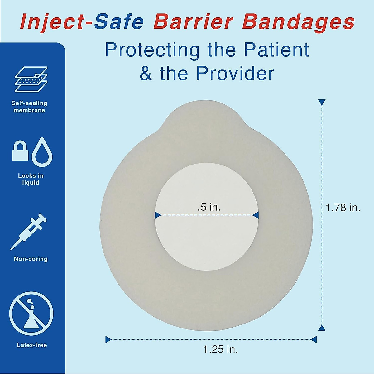 Inject-Safe Adhesive Barrier Strip, 1-3/8 Inch Diameter Film/Foam Round White Sterile, 8-6432700001-9 - Box of 100