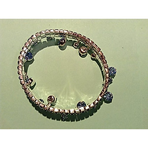2 Silver plated clear, sapphire & clear,green stones dangling bracelet each $12