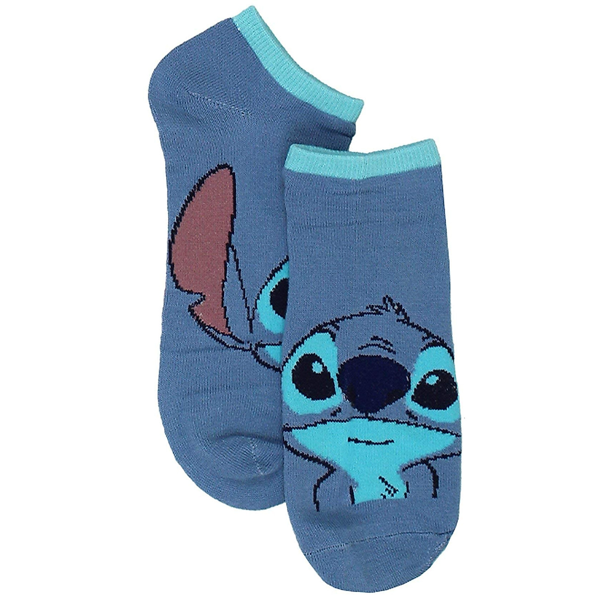 Disney Lilo & Stitch Womens 6 pack Socks (Large (9-11), Stitch Blue)
