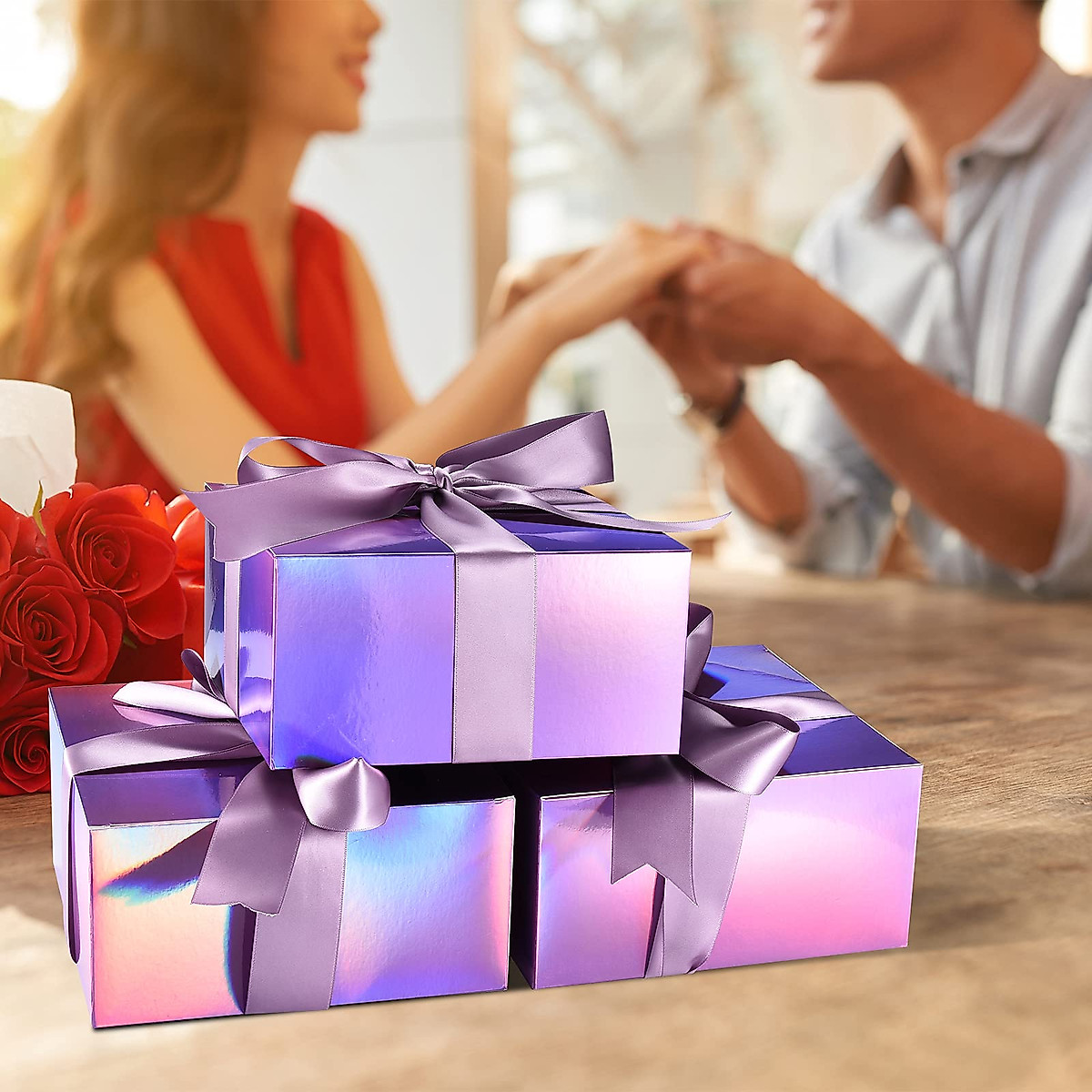 SHANSVYE Gift Boxes, Gift Boxes with Lids,8X8X4 Inches, Bridesmaid Proposal Boxes,Gift Boxes for Presents, Birthday, Gift Boxes Bulks for Wedding,Graduation, Party Favor box (10, Gradient purple)