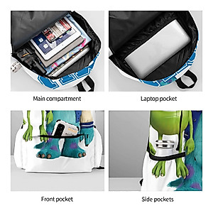 MAIMATIEKE Anime Monsters, Inc Backpack Colorful Travel Laptop Backpack Business Daypack Adjustable Shoulder Strap Bookbag For Teen Boys And Girls, Black, One Size