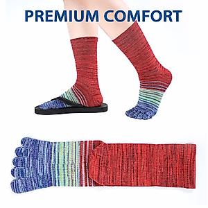 TikMox Crew Toe Sock, Cotton stocking, Arch Support, Five-Toe Design for Sports Enthusiasts for Men & Women(6pairs)