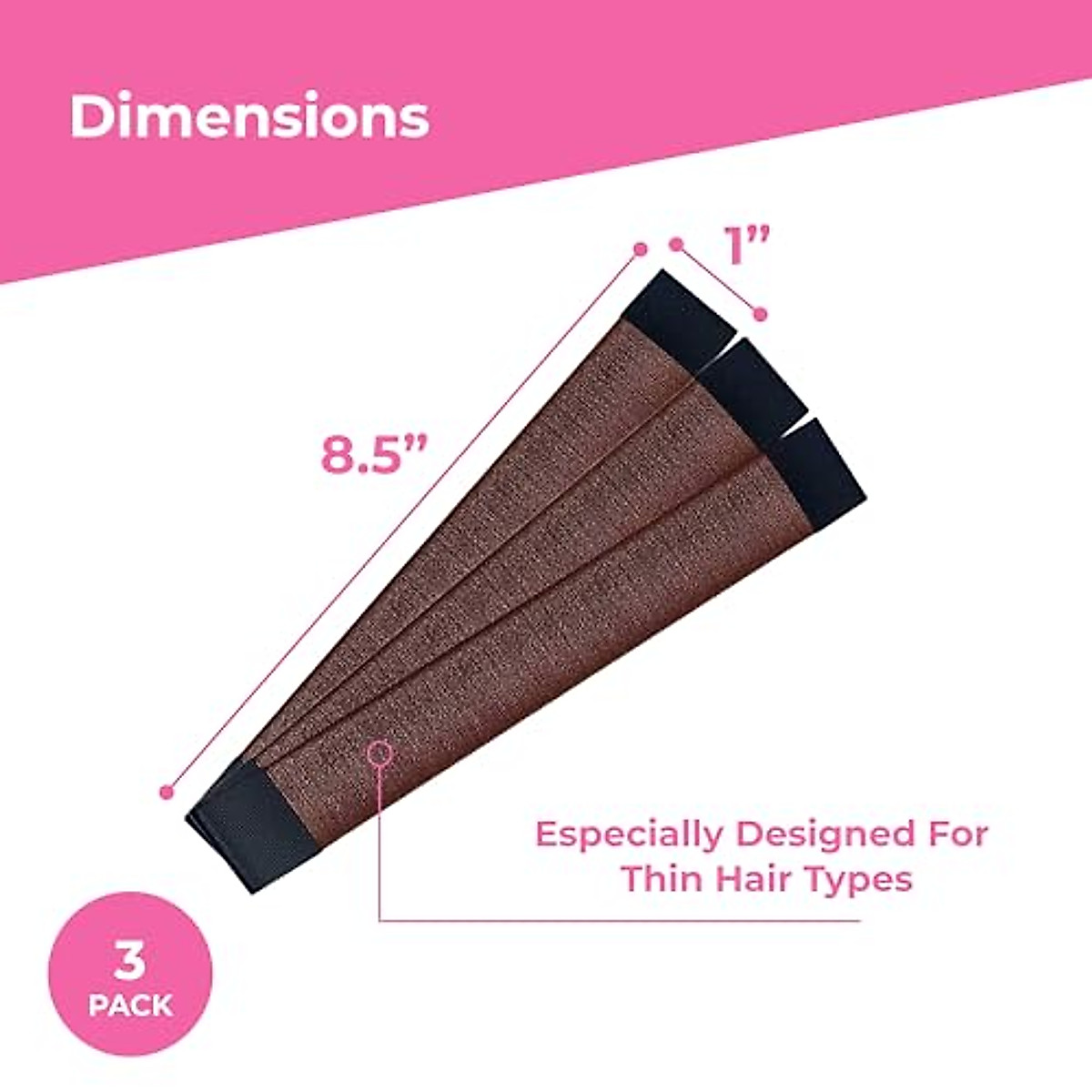 Hawwwy 3 Piece Hair Bun Maker - Easy Hair Bun Roller and Bun Donut for Quick Updos - Snap-and-Roll Bun Hair Tool - Perfect Bun Tool for Kids, French Twist, and Hair Updo Tool - 3 Pack Brown