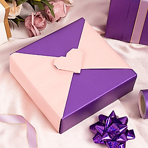 Yarcony Shimmer Metallic Purple Wrapping Paper Roll - 17 Inches X 33 Feet - Solid Color Pearly-lustre Gift Wrap Birthday Wrapping Sheets for Baby Shower, Weddings, Christmas and Anniversaries