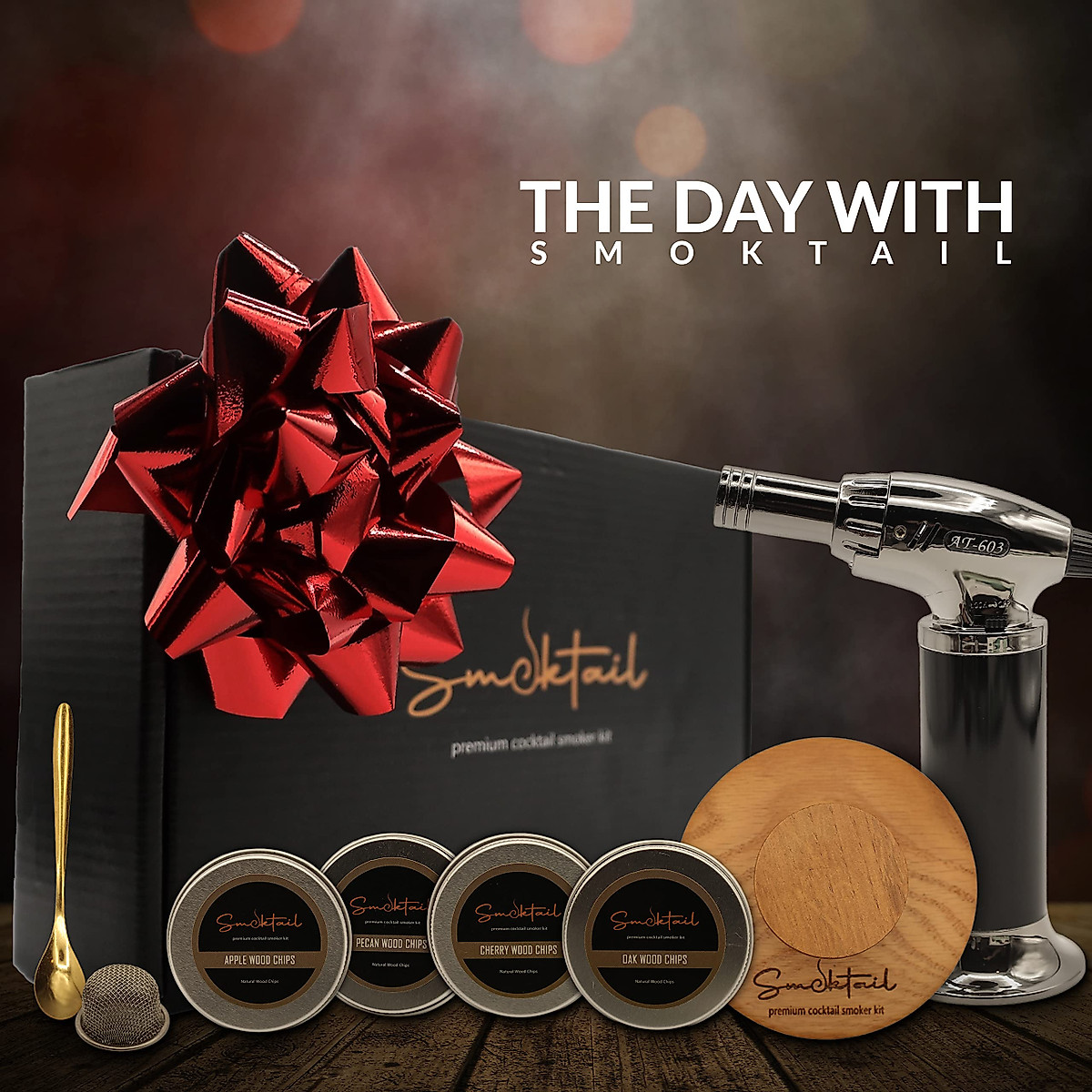 Cocktail Smoker Kit by Smoktail - Bourbon Smoker Kit - Experience The Perfect Blend of Bourbon and Smoke Best Gift to Men and Women (Without Butane) (Premium Kit)