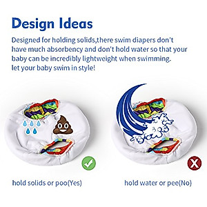 FreeSwimmingBaby Reusable Absorbent Swim Diaper Washable Striped swim Trunks for Baby Boys and Girls (L, White+Blue)