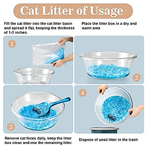 Sukh 14.8 OZ Crystal Cat Litter - Cat Litter Crystals Premium Blue White Clear Dust-Free Low Tracking,Odor Control Litter Crystals Silica Gel Color Particles Water Absorption Cats Litter Pet Supplies