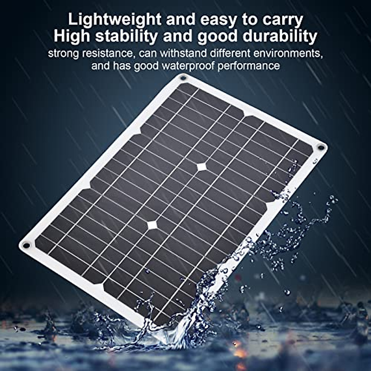 20W 20V Solar Panel, Strong Resistance Versatile Waterproof Good Output Efficiency Monocrystalline Silicon Solar Panel for Car Batteries
